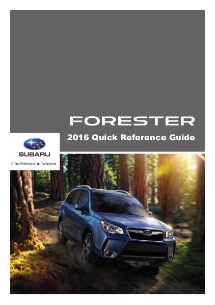 Subaru Forester Manuals 2016 Forester Quick Reference Guide | Joomag ...